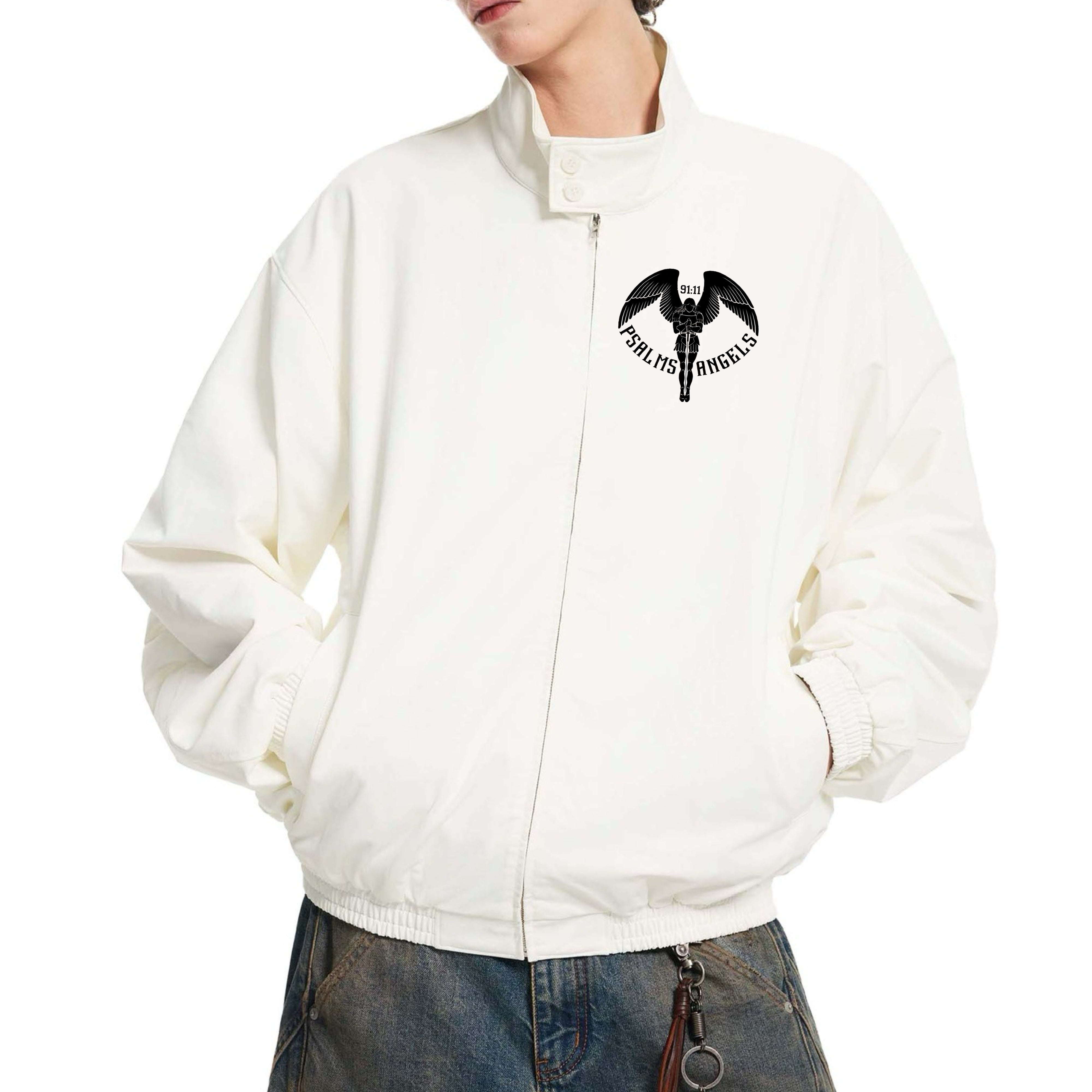 Psalms Angels Stand Up Collar Bomber Jacket - Beige & Camel – Psalms ...